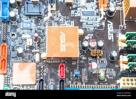 Studio Mainboard With Microchips Stock Photo Alamy