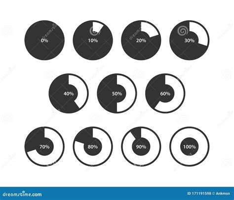 Set Pie Chart Icons Circle Diagram Vector Collection Charts Graphs