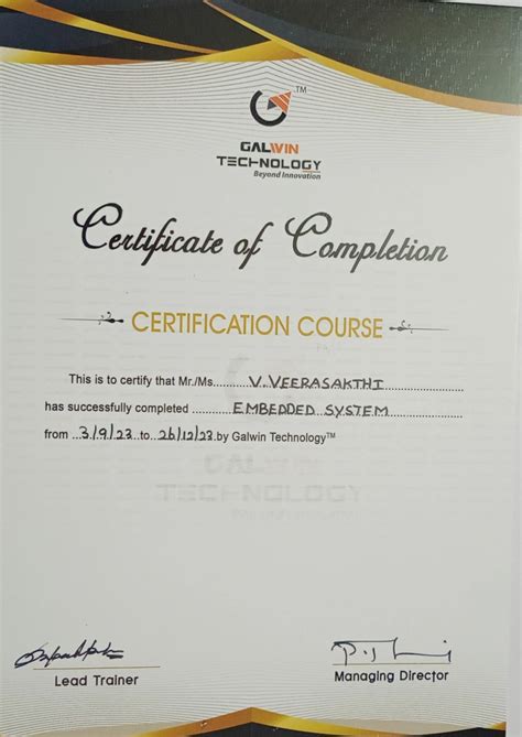 Embedded Software Developer Certificate Veerasakthi V
