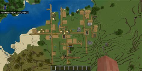 huge village 800 blocks from spawn four structures all in one place