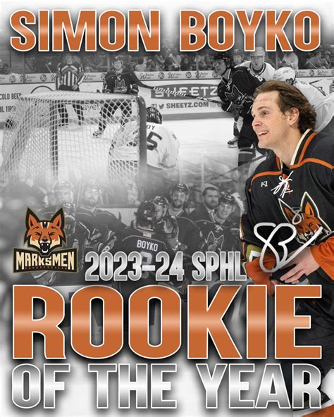 Sphl Names Simon Boyko Rookie Of The Year Fayetteville Marksmen Pro