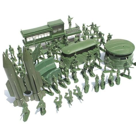 56 Piece Military Model Playset 2 Inch Plastic Army Men Action Figures