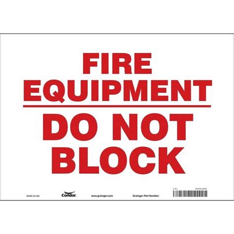 Condor Safety Sign Fire And Emergency 10 In Height 14 In Width Vinyl