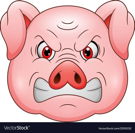 Cartoon Angry Pig Face