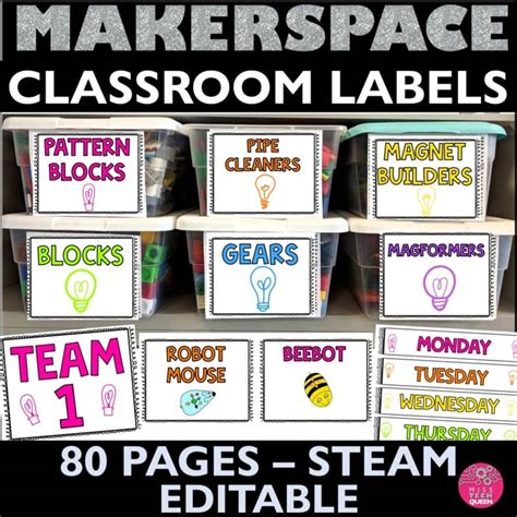 Makerspace Labels Editable Classroom Steam Stem Bin Labels Supply