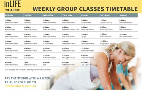 Class Timetable Link — Inlife Wellness