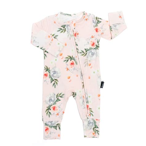 Footless Sleeper With Fold Over Cuffs Watercolour Floral Belanj