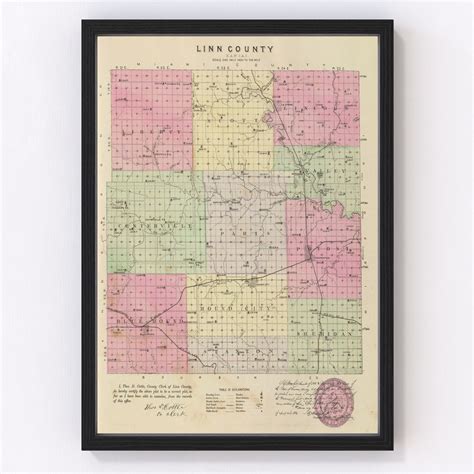 Vintage Map Of Linn County Kansas 1887 By Teds Vintage Art Teds