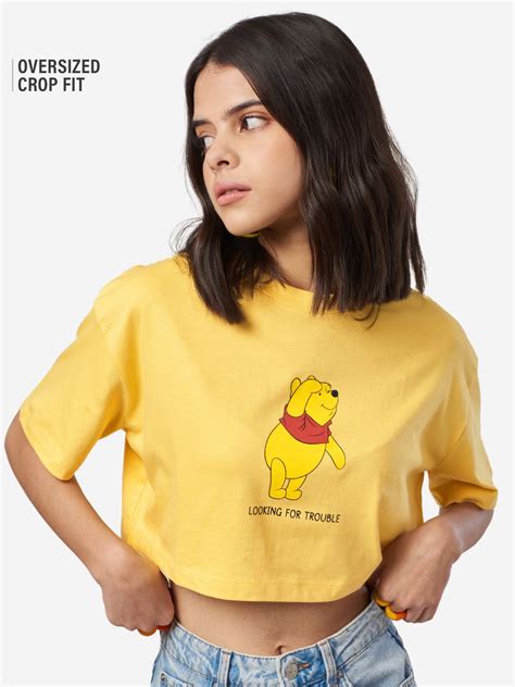 Buy Winnie The Pooh Trouble Women Oversized Crop Top Online