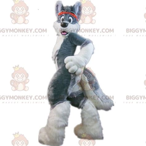 Biggymonkey™ Mascot Costume Gray Husky Dog Furry Sizes L 175 180cm Biggymonkey™ Mascot Costume Gray Husky Dog Furry Sizes L 175 180cm