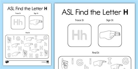 Asl Find The Letter H Worksheet