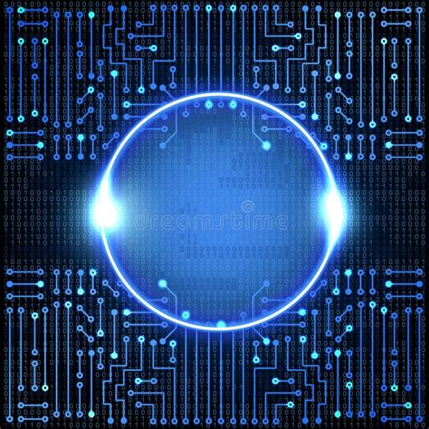 Electronic Circuit Glowing Round Frame High Tech Concept Digital