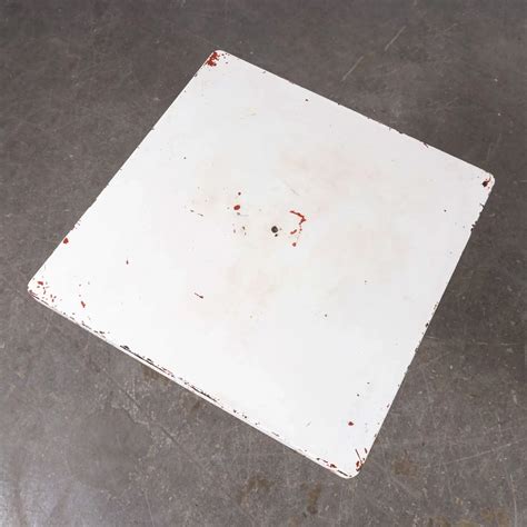 1960s Original French Tolix Square Outdoor Dining Table White Square Model 1153