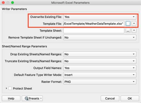 Using A Template File When Writing Excel Data Fme Support Center