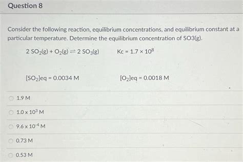 Solved Determine The Value Of Kc For The Following Reaction