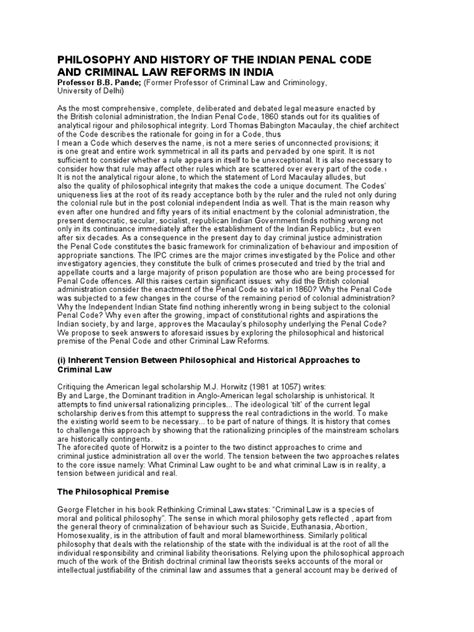 History Of The Indian Penal Code Pdf Crimes Crime And Violence