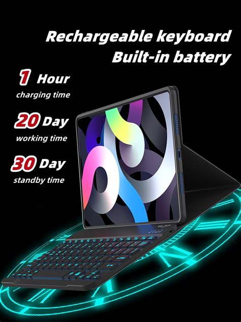 NIXXOS For IPad Case With Backlit Keyboard LED Light Colors Bluetooth Keyboard Case With Pen