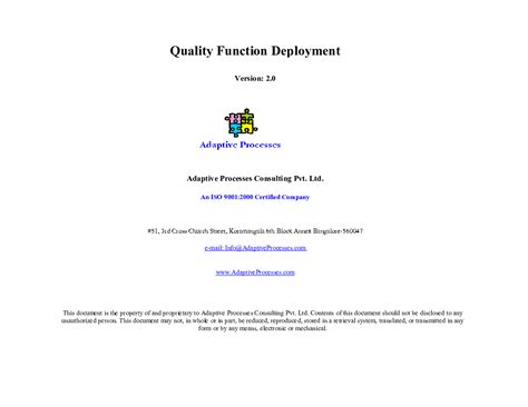 Quality Function Deployment Template Excel Xls