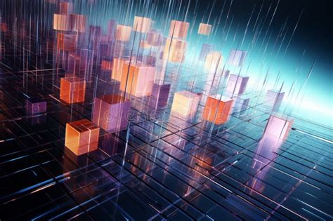 Visual Exploration Cube And Grid Space Depicted In 3d Rendering Stock Illustration