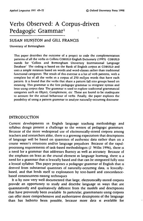 Pdf Verbs Observed A Corpus Driven Pedagogic Grammar1
