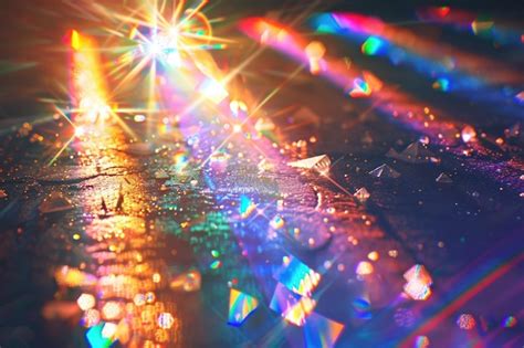 Premium Photo Colorful Prism And Lens Flare On Dark Background