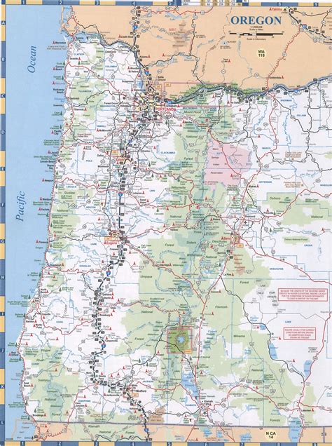 Road Map Of Oregon State Detailed Map Of Oregon With Cities And Villages