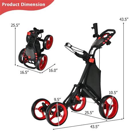 Costway Golf Push Pull Cart With Foot Brake Scarlet Sp37604re