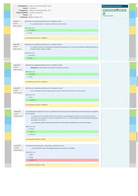 Cuestionario De Procesador De Texto Tecnologías De Información Para