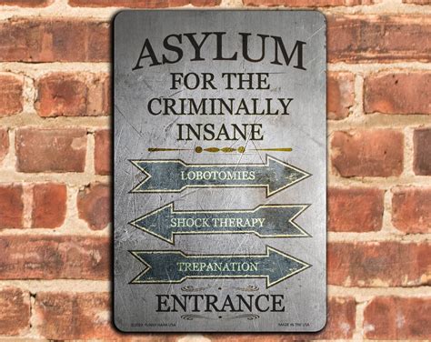 Insane Asylum Sign Funny Antique Style Home Decor Halloween Door