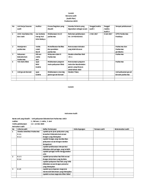 Contoh Audit Plan Dan Instrumen Audit Pdf