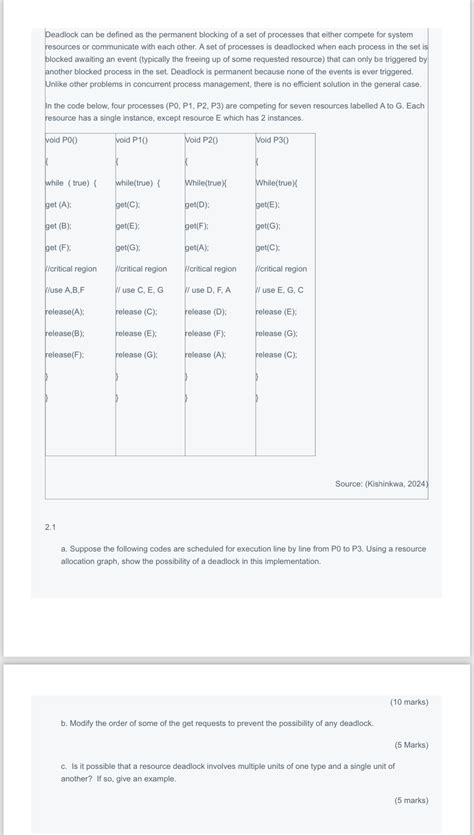 Deadlock Can Be Defined As The Permanent Blocking Of