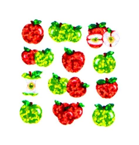 Glittery Red And Green Apples Sandylion Stickers 1 Square Vintage