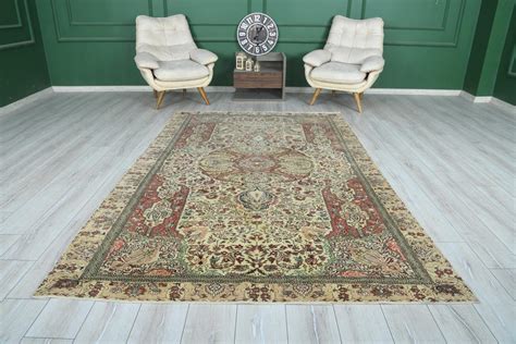 Vintage Rugoushak Rug 6x9antique Turkish Rug6 X 9 Rughand Knotted