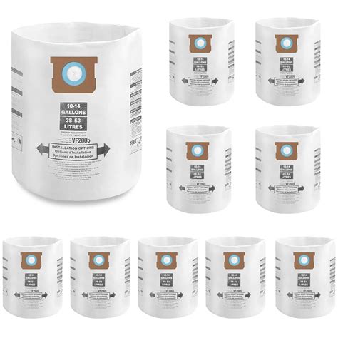 For Shop Vac Bags 5 8 Gallon 10 Pack Type E 90661 9066133 Type H