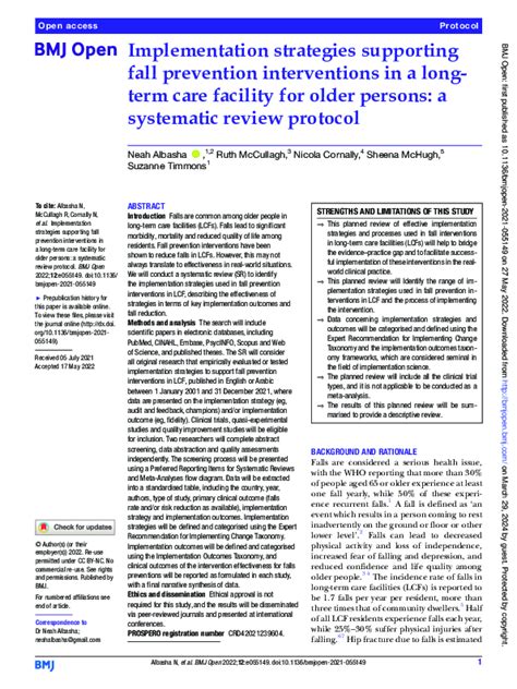 Pdf Implementation Strategies Supporting Fall Prevention