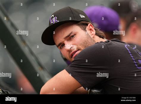 Colorado Rockies Third Baseman Kyle Karros Warms Up Before A Baseball