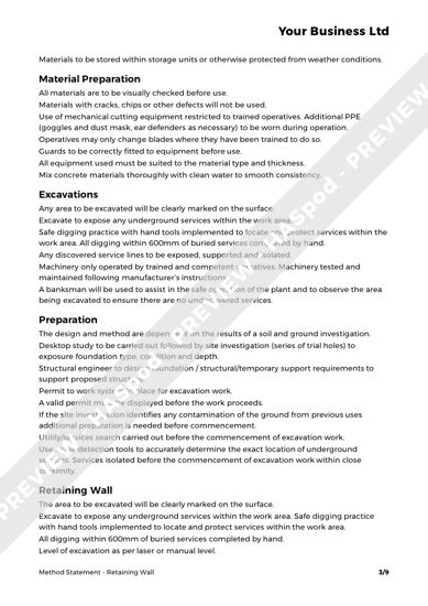 Retaining Wall Method Statement Template Haspod