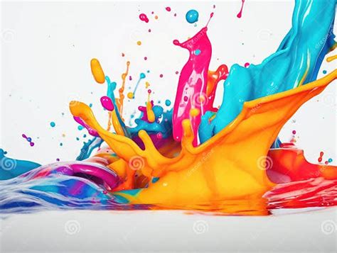 Pintura Colorida Salpicada En Fondo Blanco Aislado Ai Generativo Stock