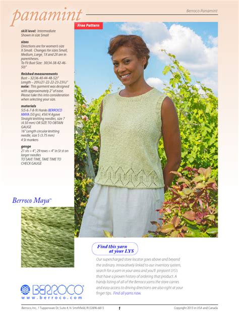 Berroco Freepattern Panamint Pdf Knitting Crochet