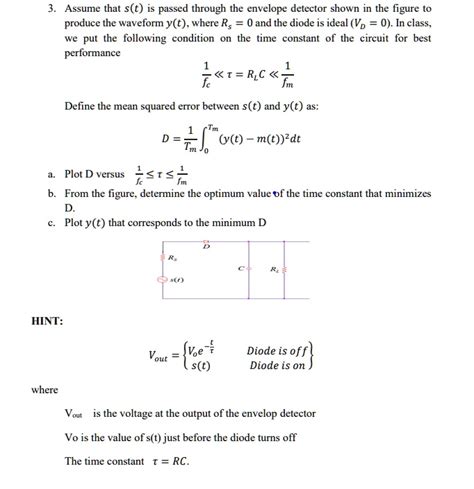3 Assume That St Is Passed Through The Envelope Detector Shown In