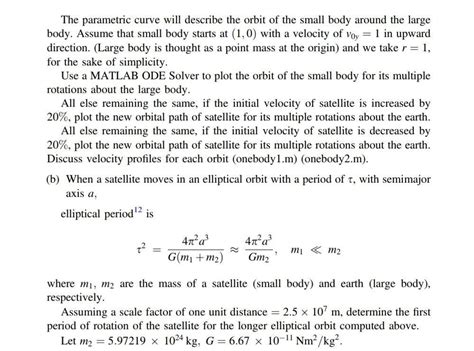 Solved The Parametric Curve Will Describe The Orbit Of The