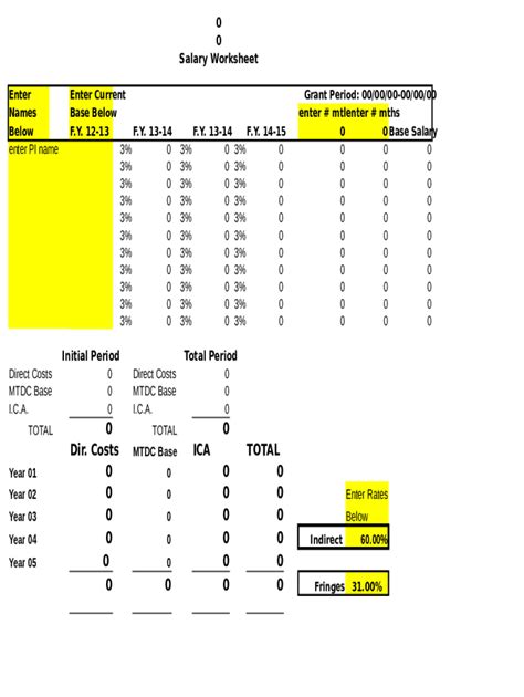 Fillable Online Salary Worksheet Fax Email Print Pdffiller