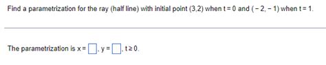 Solved Find A Parametrization For The Ray Half Line With Chegg