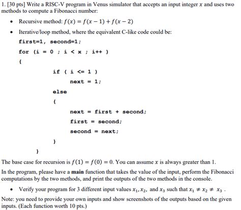 1 30 Pts Write A Risc V Program In Venus Simulator