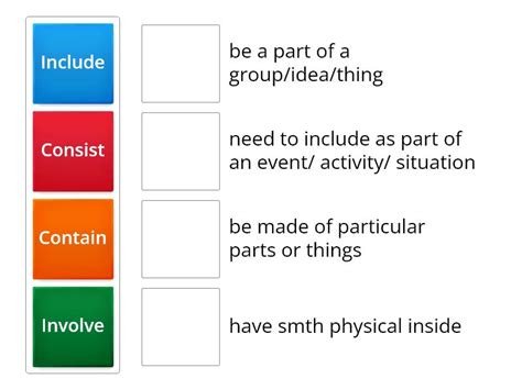 Optimise B1 U9 Contain Consist Involve Include Match Up