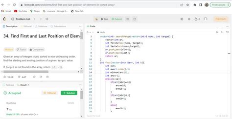 devesh rehan on linkedin leetcode q 34 first and last position of element