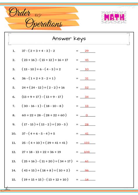 Order Of Operation With Brackets Worksheet Live Worksheets