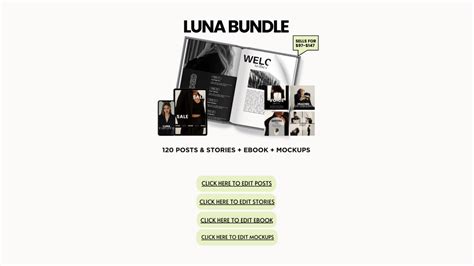 Luna Bundle 120 Instagram Posts And Stories E Book Mockups Your Complete Content