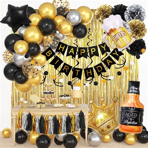 Black And Gold Birthday Party Decorations Kit For Men Women