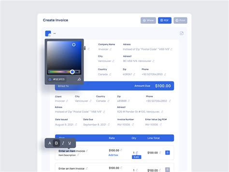 Invoice Creation Screen Dashboard By Mehmet Özsoy For Orizon Ui Ux